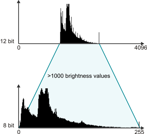 Bit depth and digital contrast adjustment