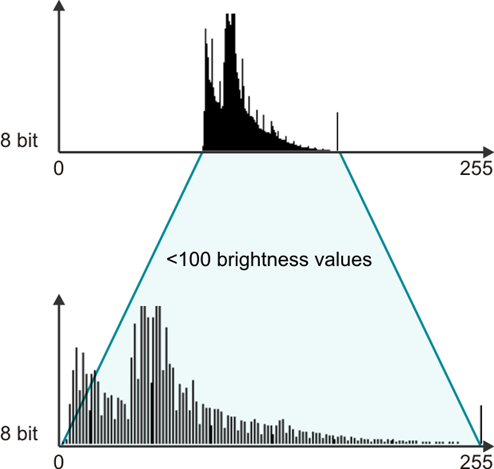 Bit depth and digital contrast adjustment