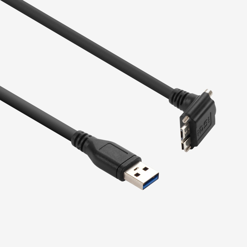 USB 3 standard cable, angled, screwable, 2 m